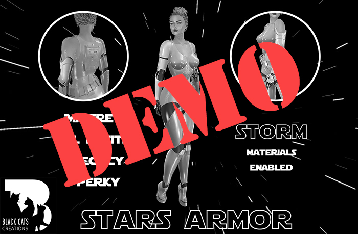 Second Life Marketplace - Black Cats Creations - Stars Armor DEMO